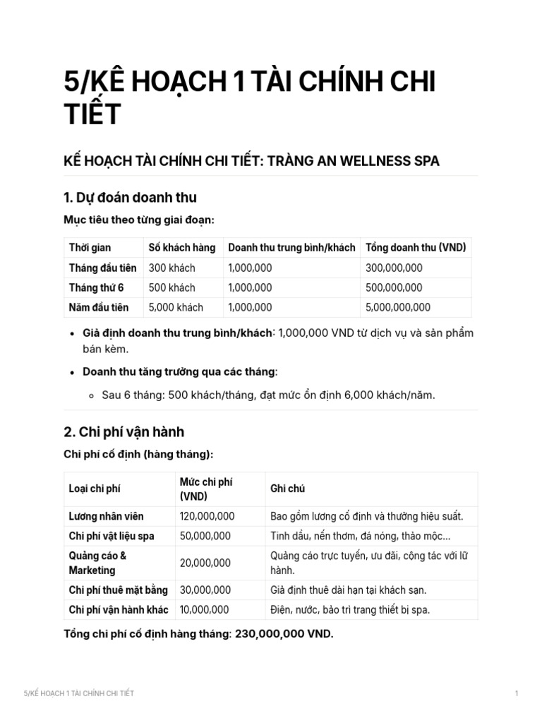5 Ke Hoach Tai Chinh 1 | PDF