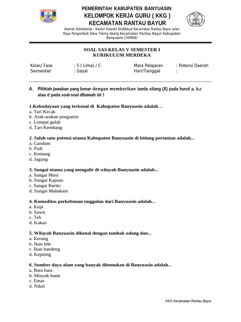 SAS Potensi Daerah Kelas 5 | PDF