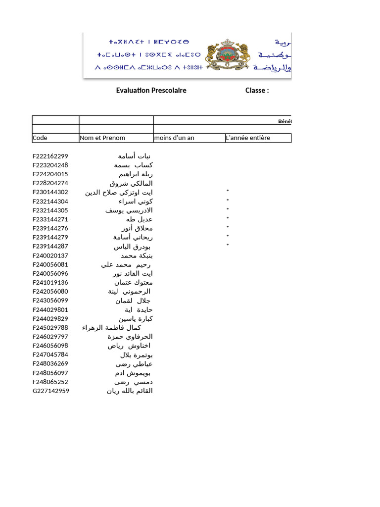 Evaluation Prescolaire 20240929 | PDF