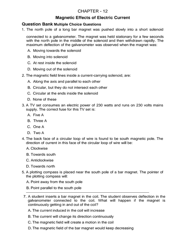 Magnetic Effect of Electric Current | PDF | Magnetic Field | Magnetism