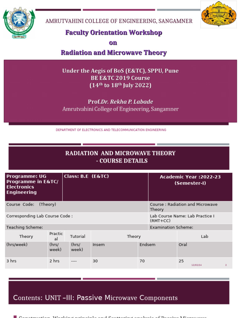 RMT FOW BE 2019 Unit 3 Passive Microwave Components | PDF | Electronic Filter | Microwave