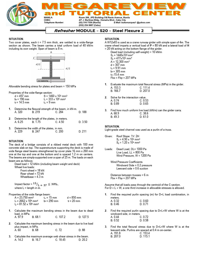 Refresher Module 24 - (S20) Steel Design Flexure 2 | PDF | Bending | Beam (Structure)