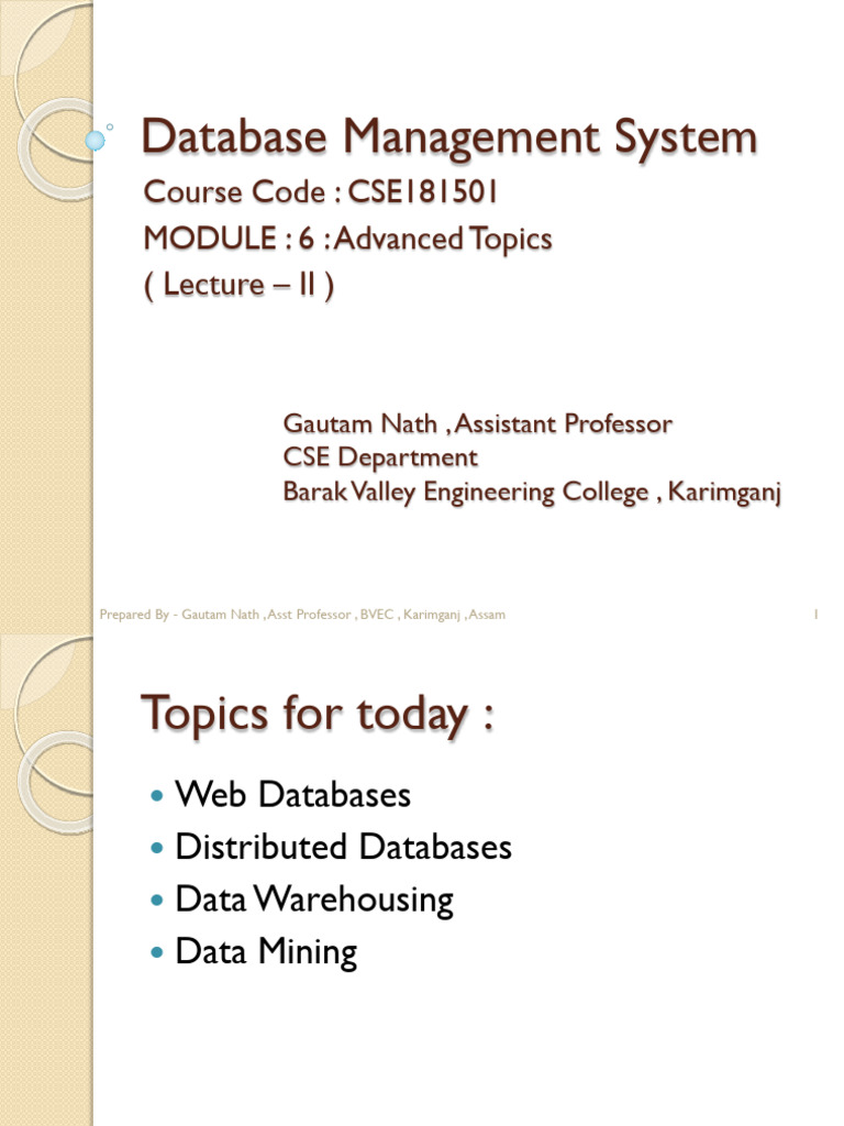 Module-6-Lecture-2 (Web Databases) | PDF | Databases | Data Warehouse