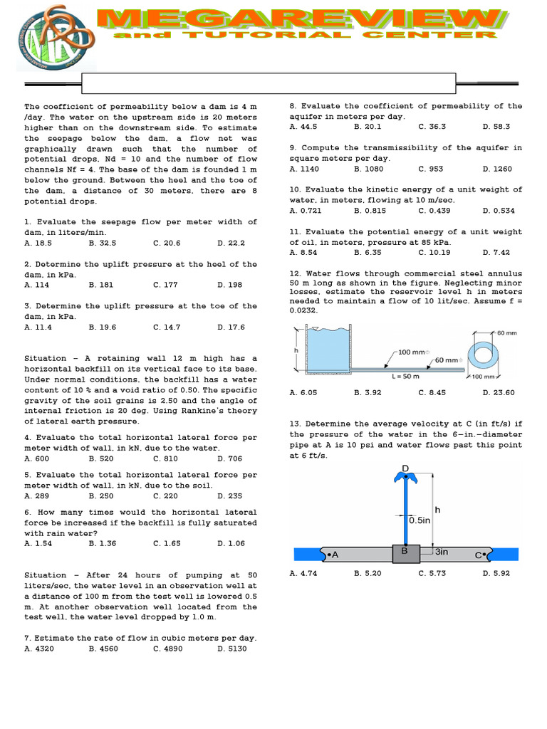 Refresher Module 29 - [GH5] Geotechnical Engineering and Hydraulics | PDF | Chemical Engineering ...