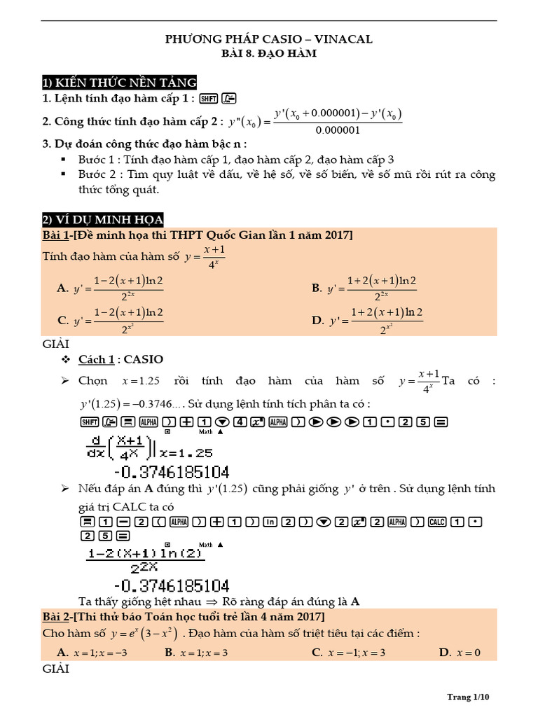 Casio - Bài 8 - Đ o Hàm | PDF