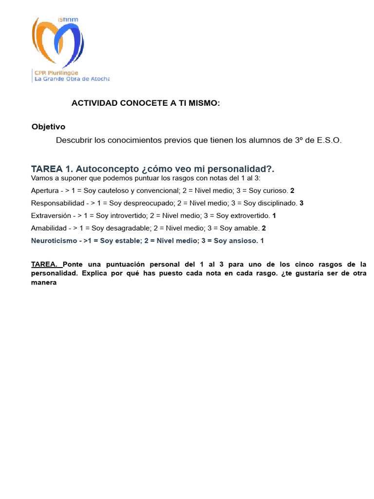 Autoconocimiento para Estudiantes | PDF