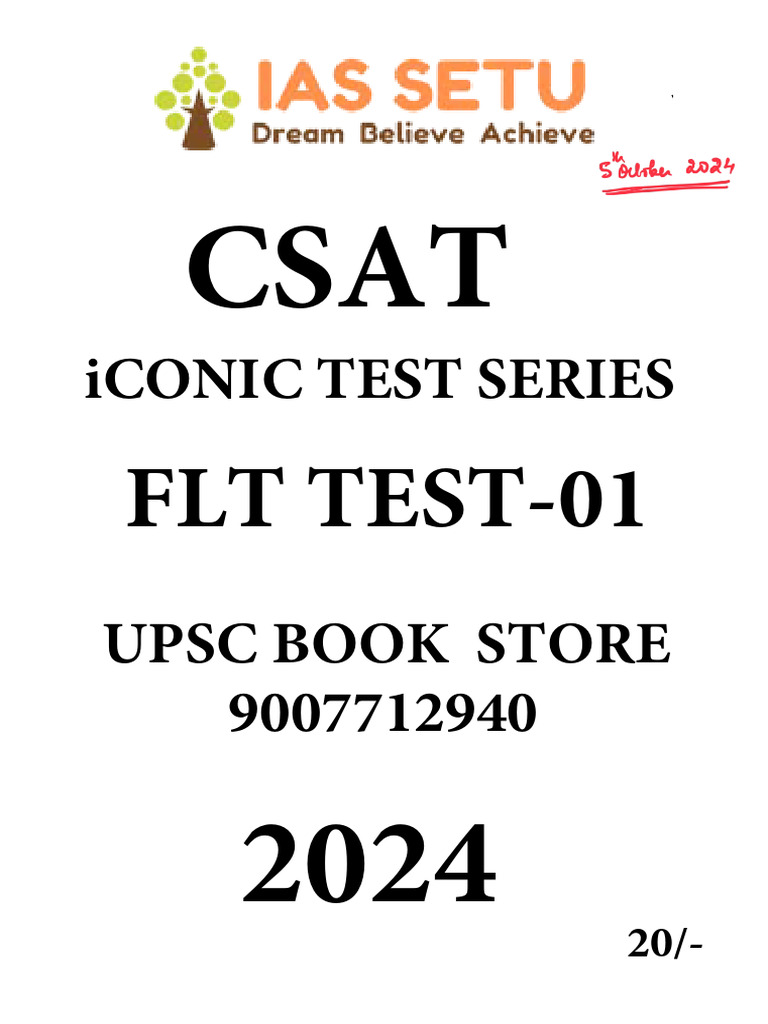 Ias Setu Csat Test-01 FLT 2024 | PDF | Unconscious Mind | Electronic Waste