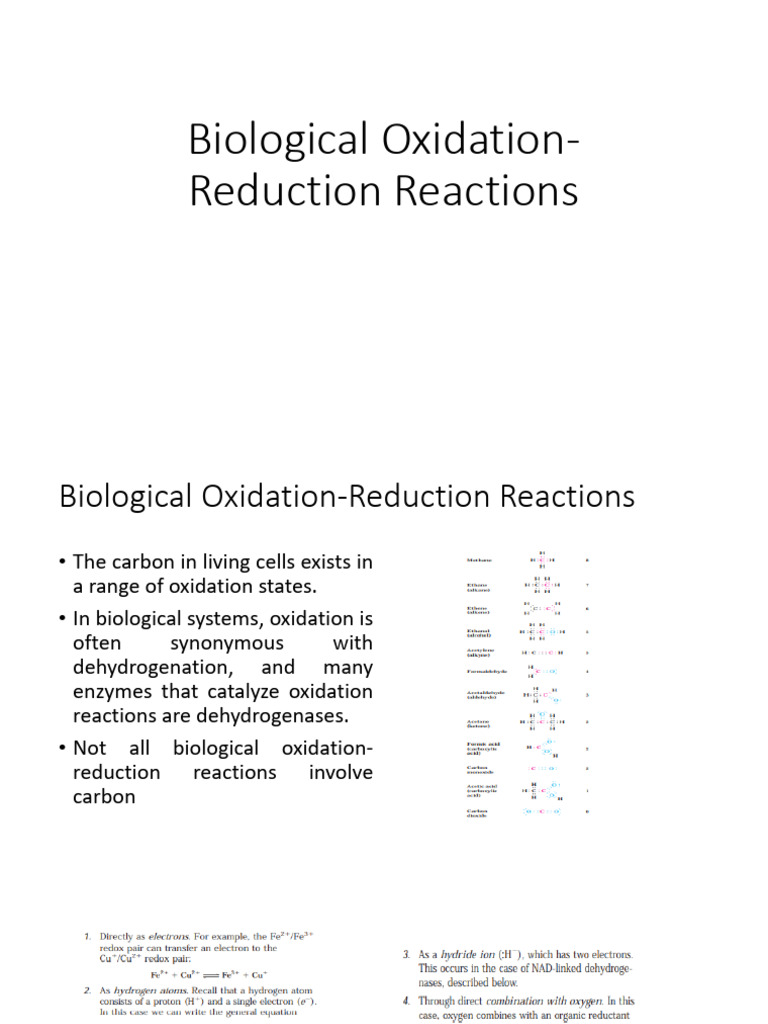 Biological Oxidation-Reduction Reactions | PDF | Nicotinamide Adenine ...
