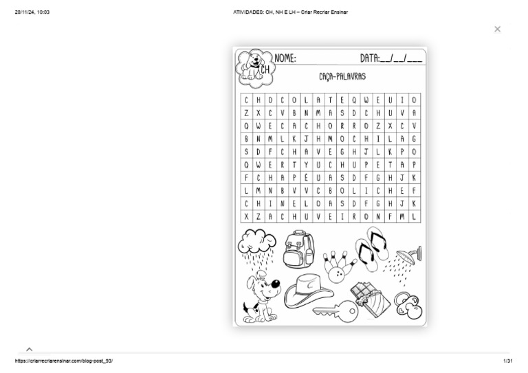 ATIVIDADES - CH, NH E LH - Criar Recriar Ensinar2 | PDF