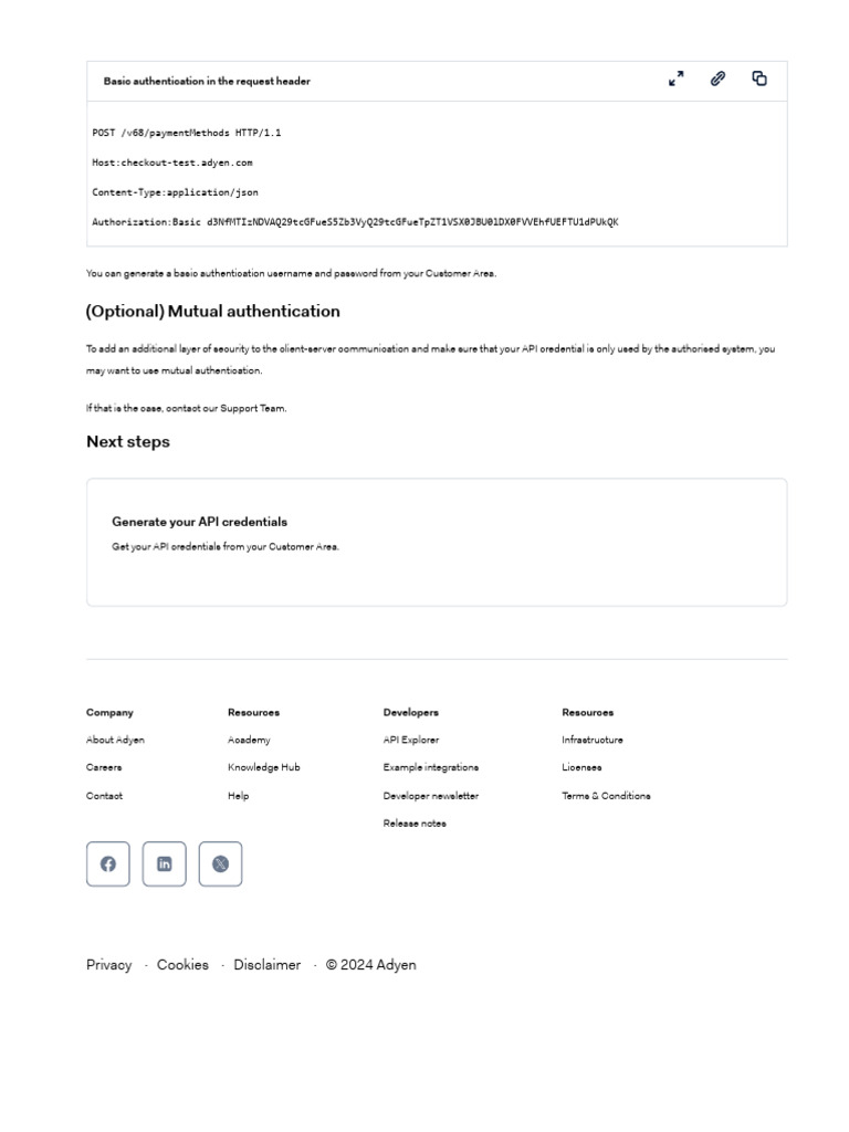 API Authentication Types - Adyen Docs 2 | PDF