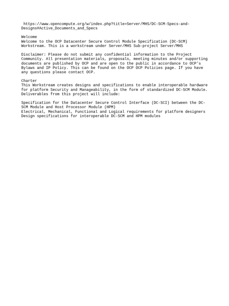 OCP DC-SCM Specification Overview | PDF