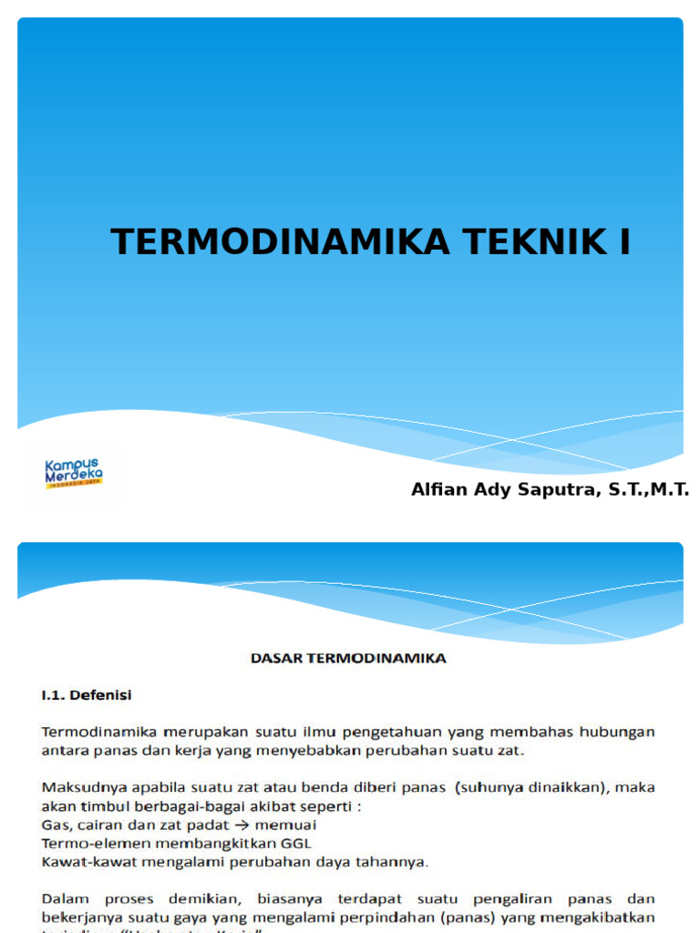 Termodinamika Teknik I 01 | PDF
