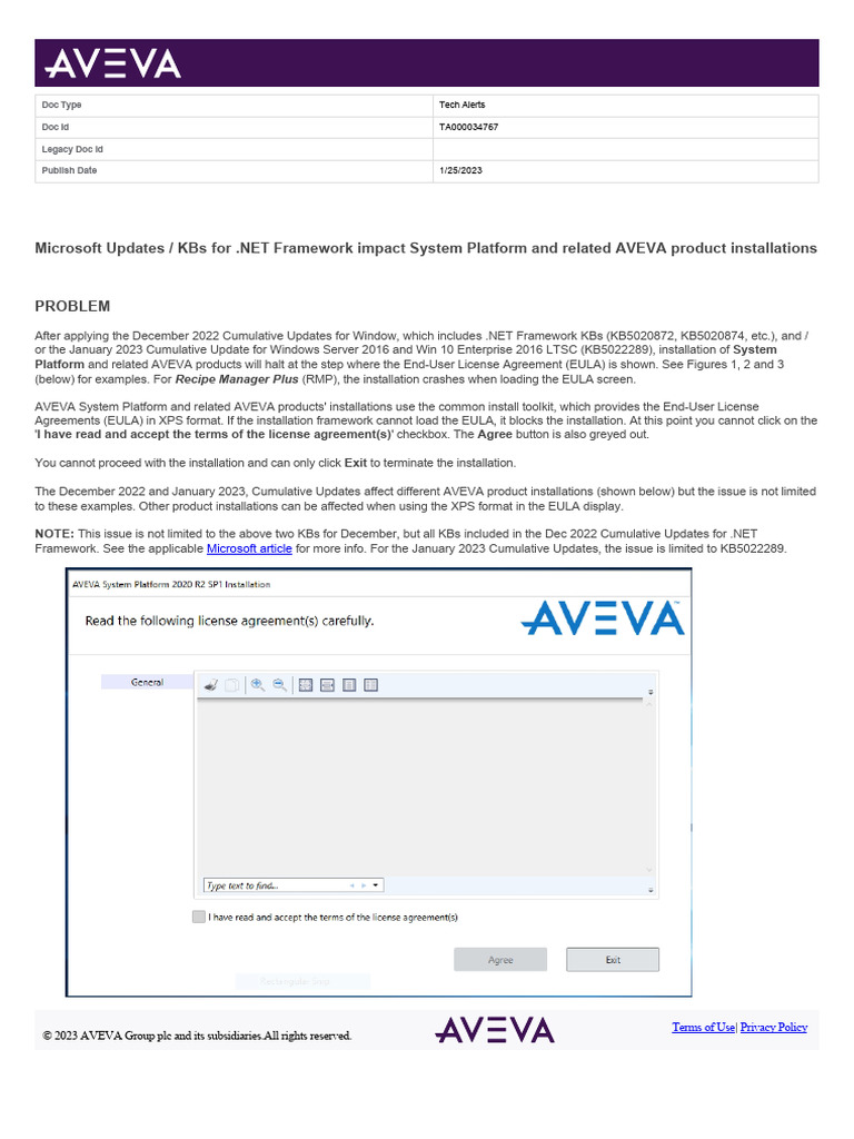 .NET Updates Halt AVEVA Installs | PDF | Microsoft Windows | Software