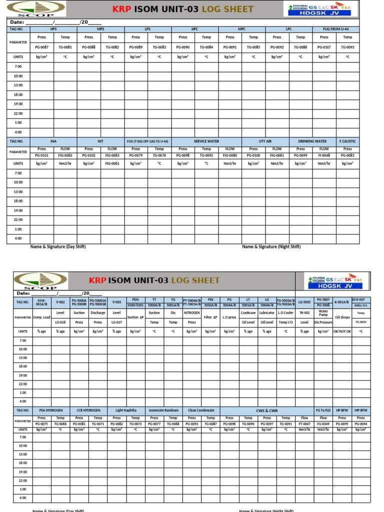 Unit-03 New Field Log Sheets | PDF | Phases Of Matter | Atmosphere