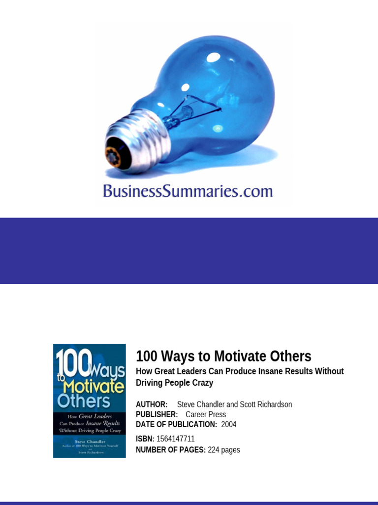 100 Ways To Motivate Others - BIZ | PDF | Motivation | Motivational