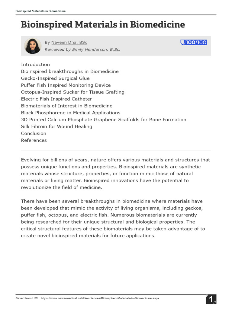 Bioinspired Materials in Biomedicine | PDF | Silk | Tissue Engineering