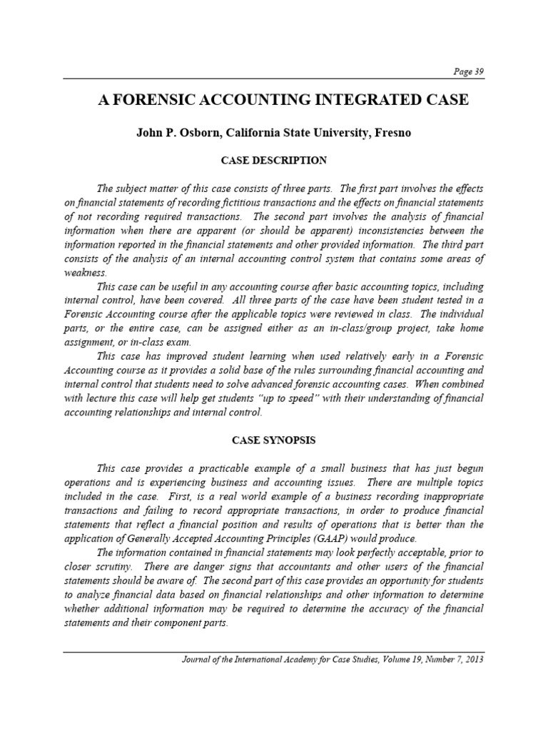 Forensic Accounting Case Study Analysis | PDF | Expense | Income