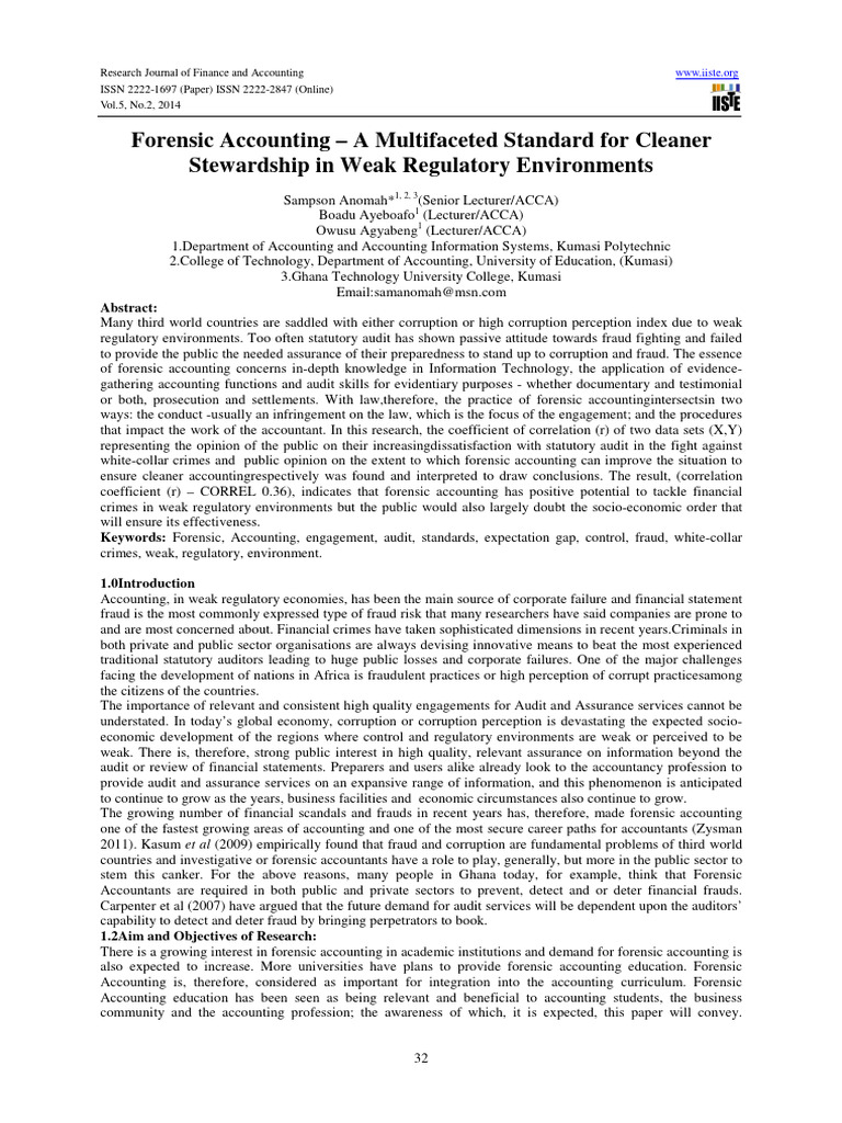 Forensic Accounting in Weak Regulations | PDF | Audit | Accounting