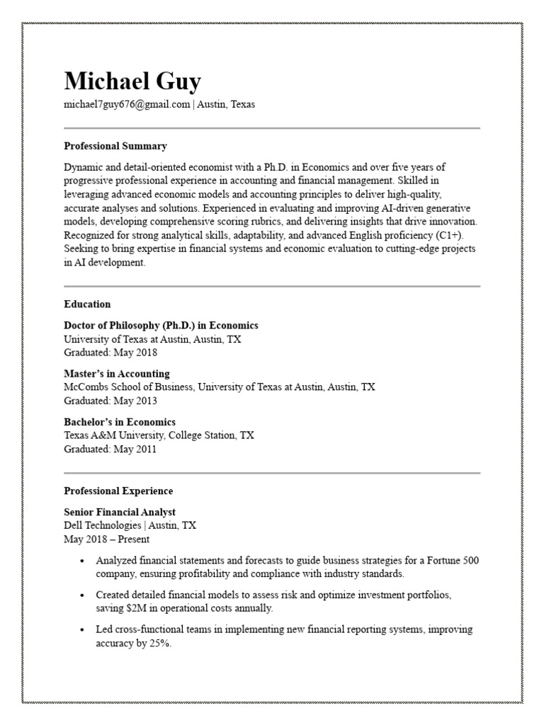 Michael Guy | PDF | Accounting | Financial Analyst