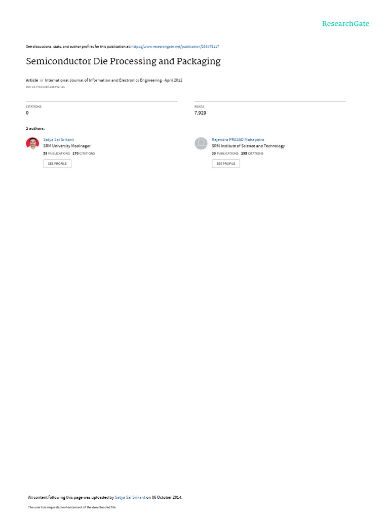 SemiconductorDieProcessingandPackaging | PDF | Semiconductor Device Fabrication | Electrical ...