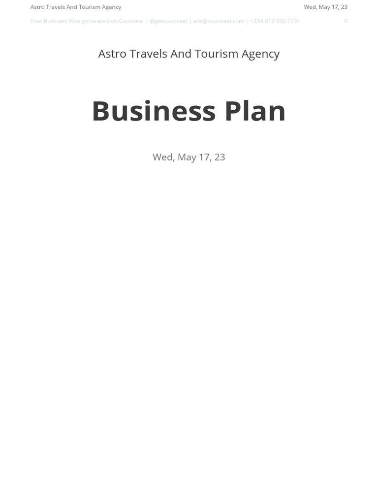 plan-Astro-Travels and Tourism Agency-8487af97 | PDF | Marketing | Pricing