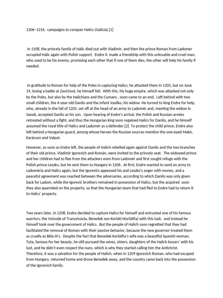 1206-1216. Champagne in Halic (Galicia, Today West Ukraine) by King ...