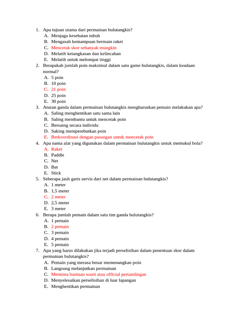 Soal SAS 2 PJOK kelas10 | PDF