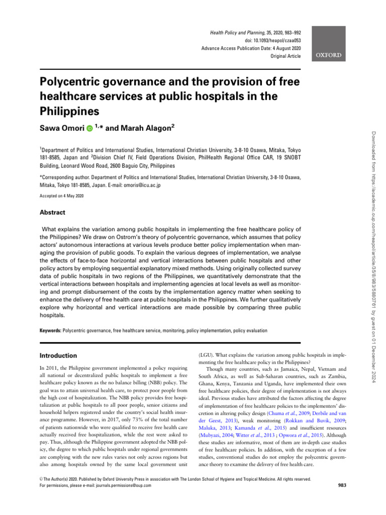 Polycentric Governance in Philippine Healthcare | PDF | Quantitative ...