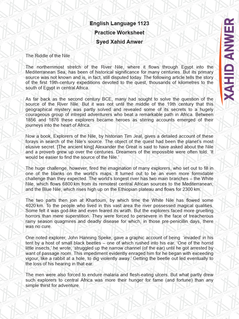 River Nile Comprehension | PDF | Nile