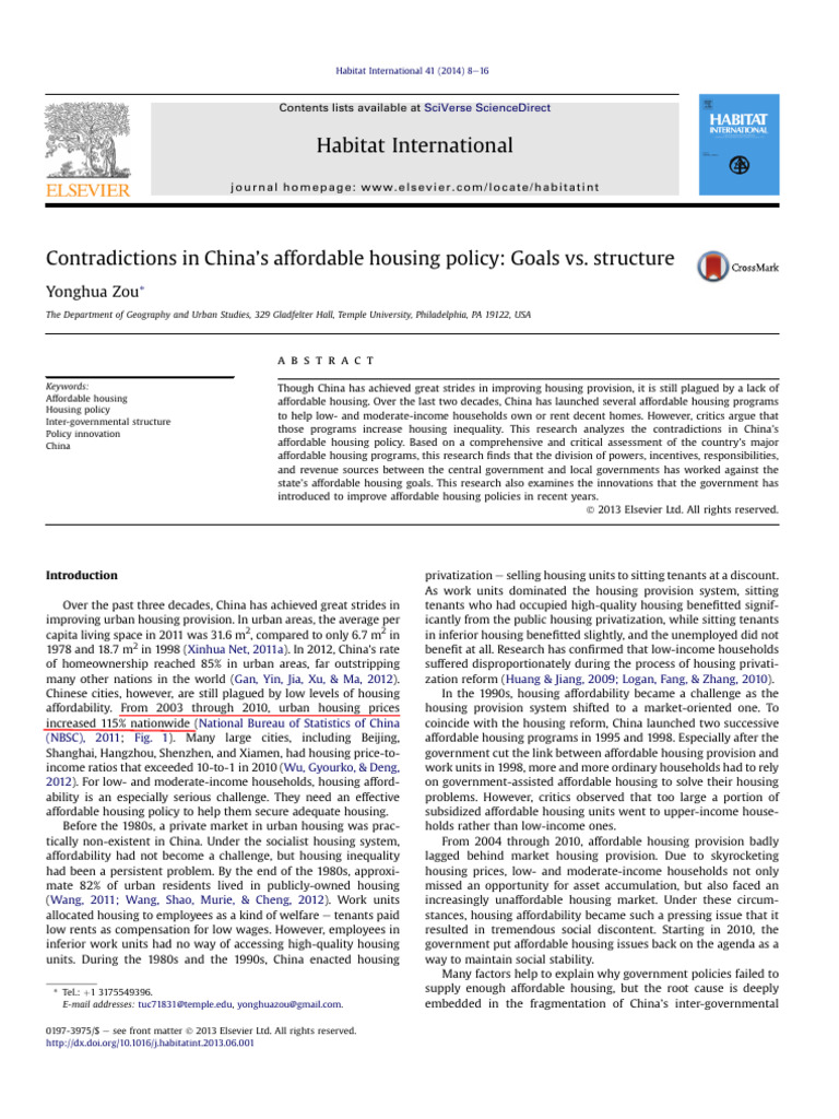 2014.contradictions in China's Affordable Housing Policy | PDF ...