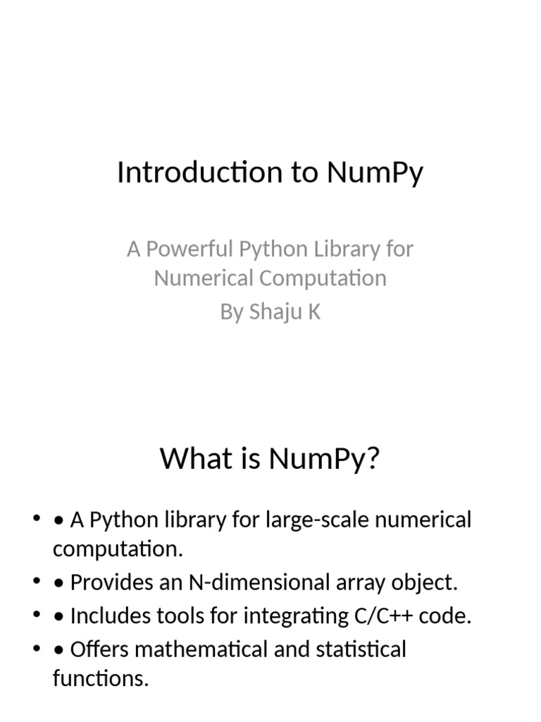 NumPy_Presentation - Copy | PDF NumPy_Presentation - Copy | PDF