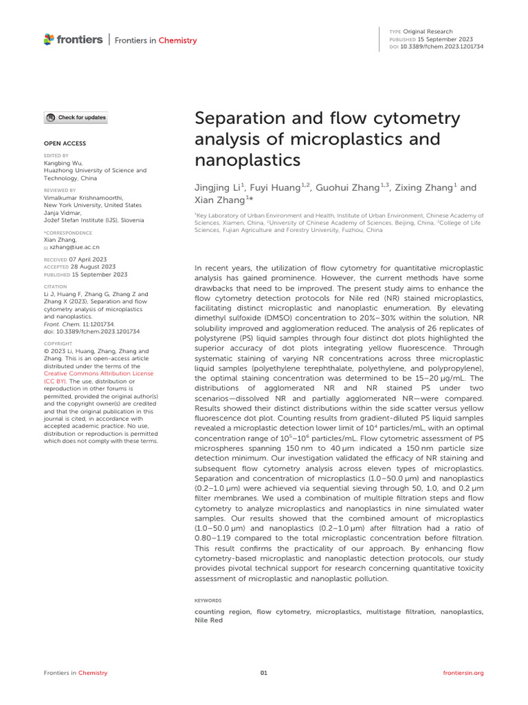 Separation and Flow Cytometry Analysis of Micropla | PDF | Flow Cytometry | Staining