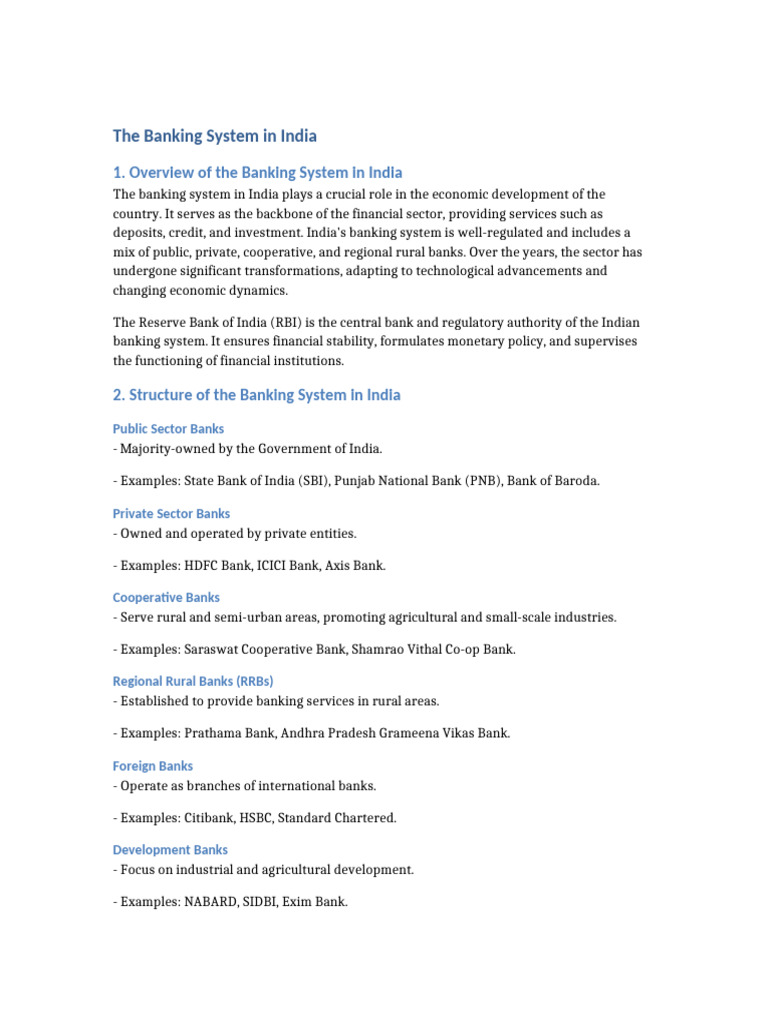 Overview of India's Banking System | PDF | Banks | Financial Services
