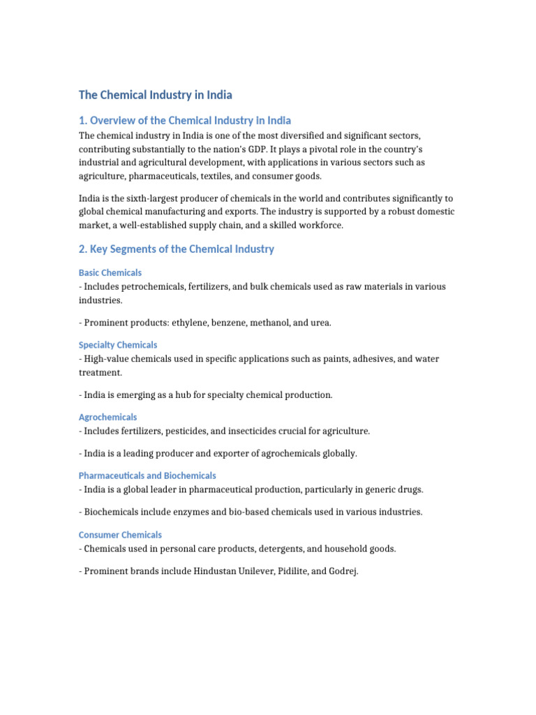 Overview of India's Chemical Industry | PDF | Chemical Industry | Economies