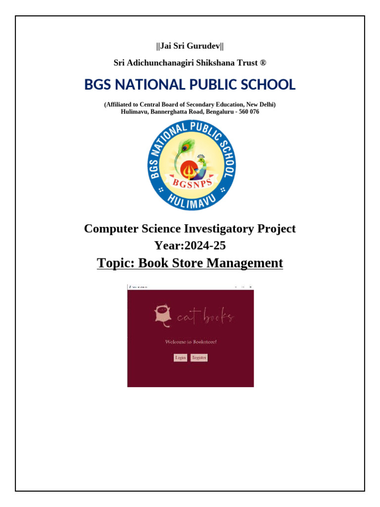Bookstore Management - Project Report 2024-25 | PDF | Databases | Python (Programming Language)