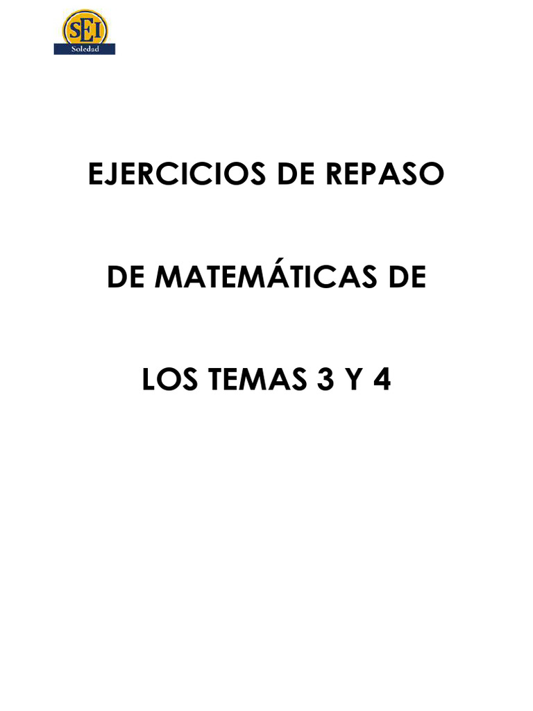 Ejercicios de Repaso Mate Temas 3 y 4 | PDF