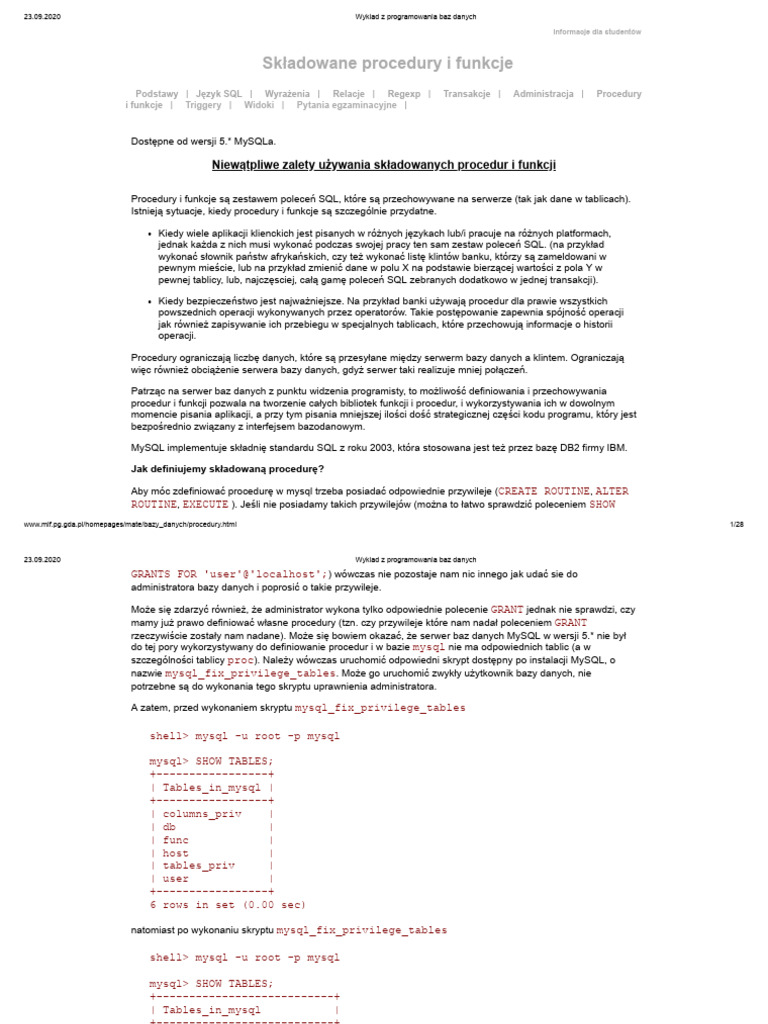 7 Procedury I Funkcje | PDF