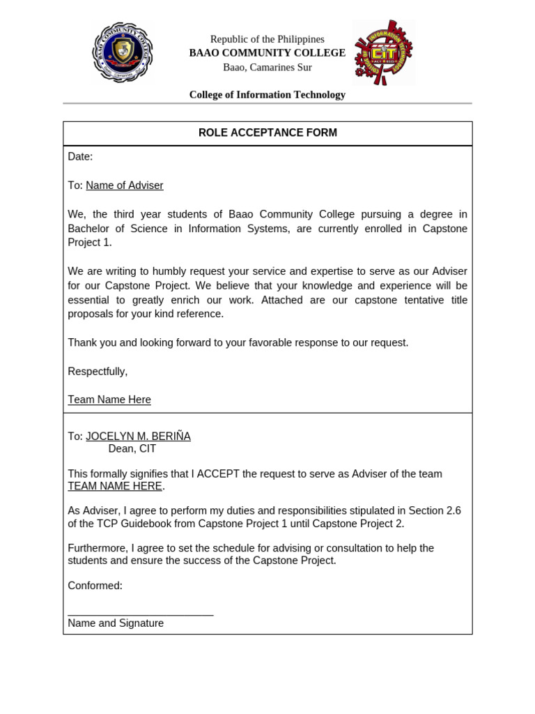 D23 - Role Acceptance Form | PDF