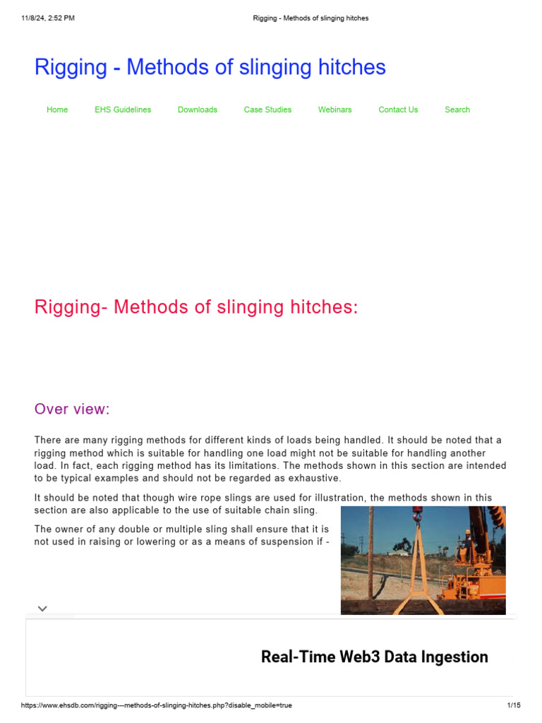 Rigging - Methods of Slinging Hitches | PDF | Crane (Machine)