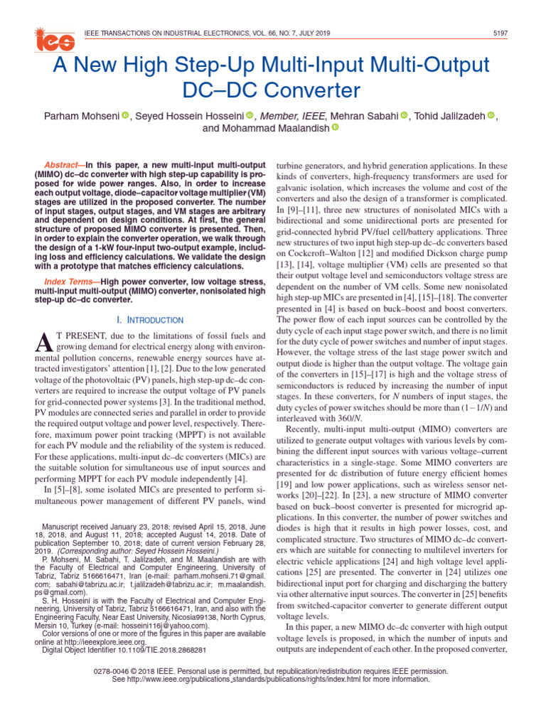 A New High Step-Up Multi-Input Multi-Output DCDC Converter | PDF ...