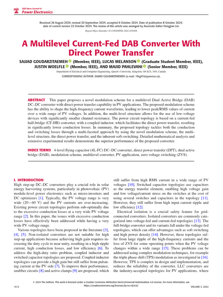 Multilevel DAB Converter for PV Systems | PDF | Capacitor | Rectifier