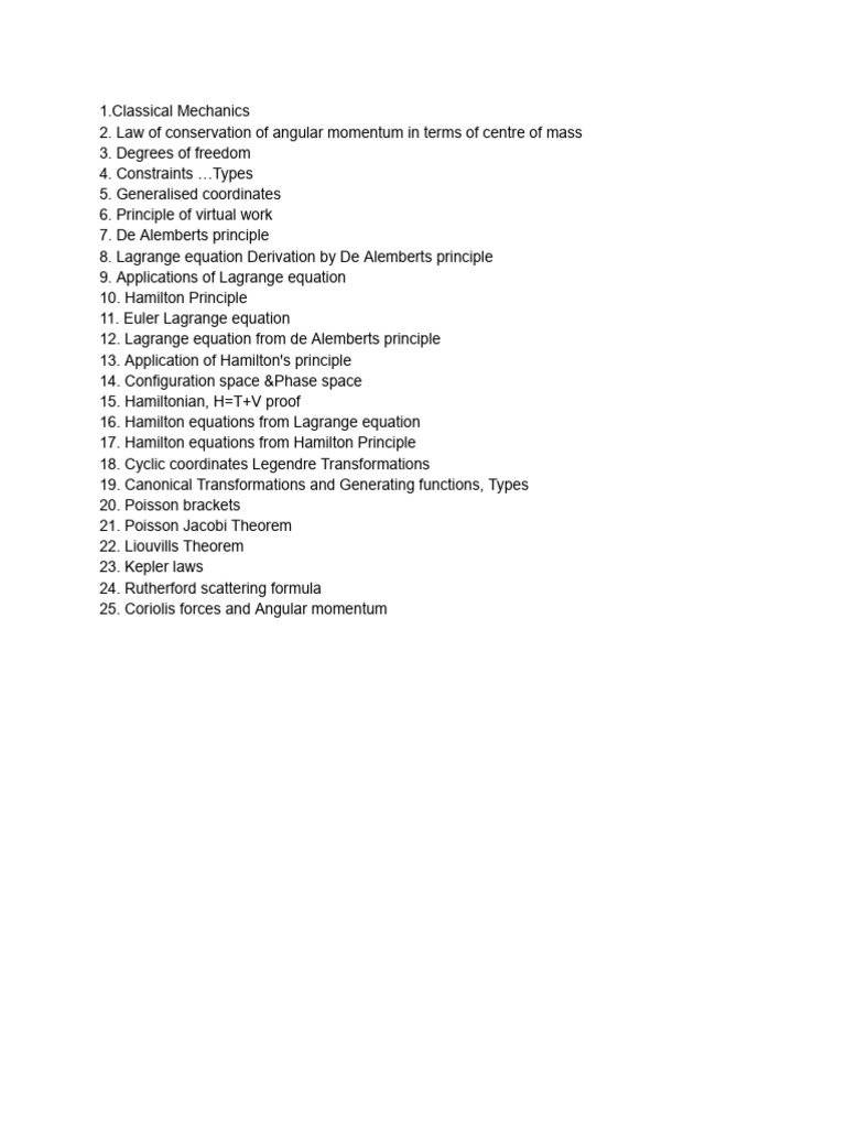 Classical Mechanics Important Questions | PDF