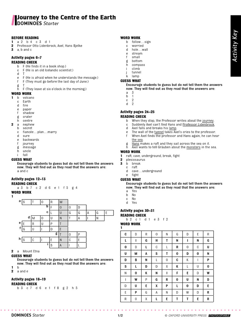Journey To The Earth-Answers - Compressed | PDF | Journey To The Center Of The Earth