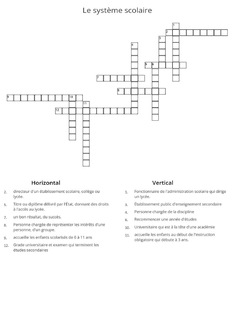 Mots Croisés - Système Scolaire | PDF