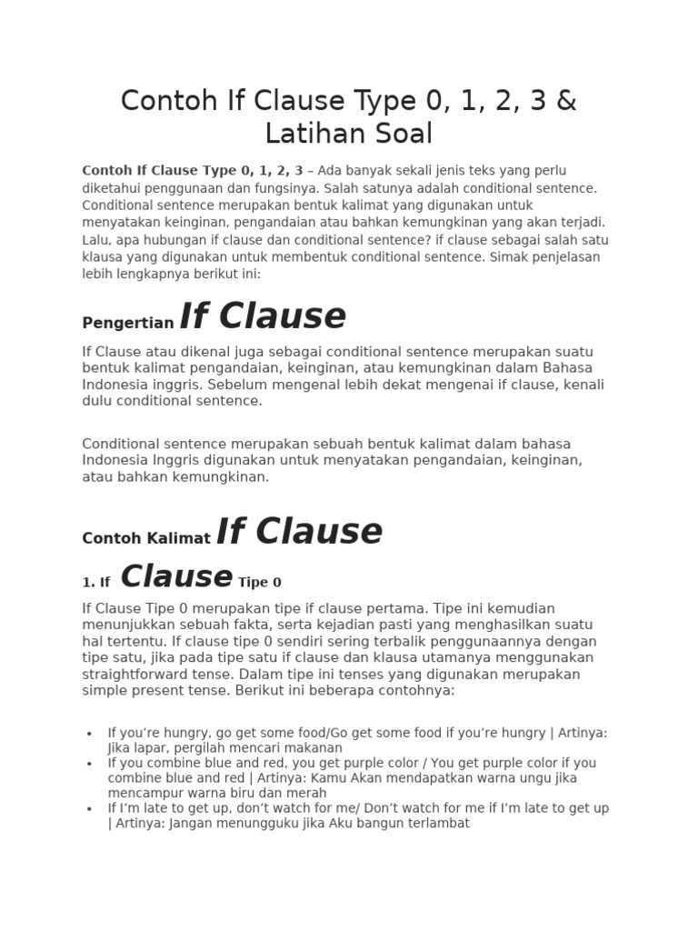Contoh If Clause Type 0 for Students | PDF
