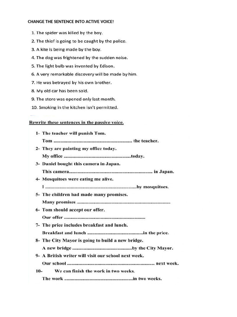 Convert Passive Sentences to Active Voice | PDF