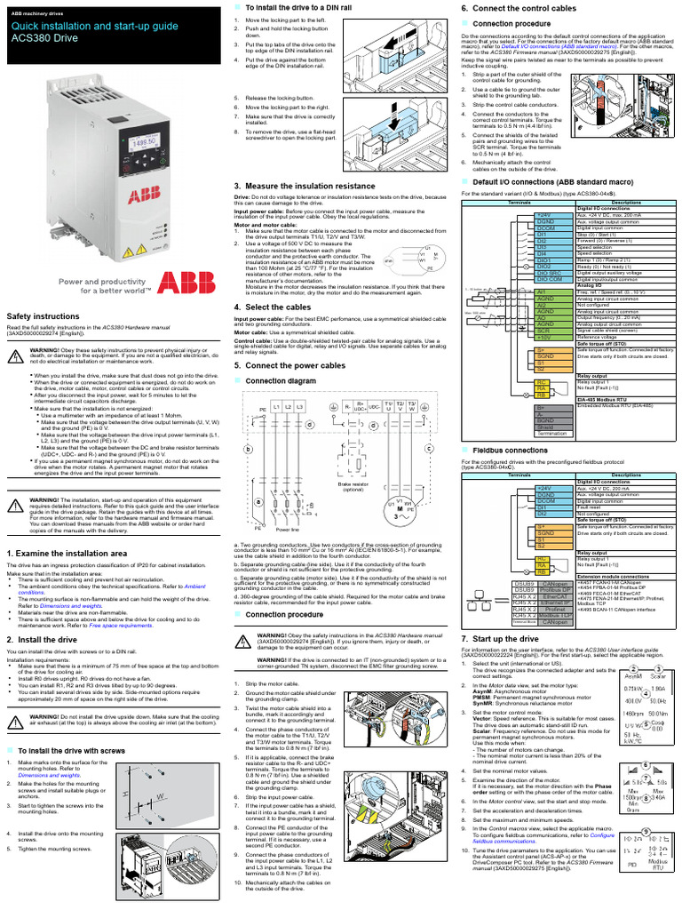 ACS380 Quick Installation Guide | PDF | Relay | Electrical Resistance ...