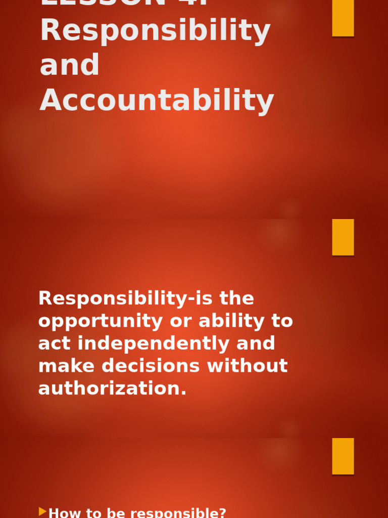 Values 6-Lesson 4-Responsibility and Accountability | PDF