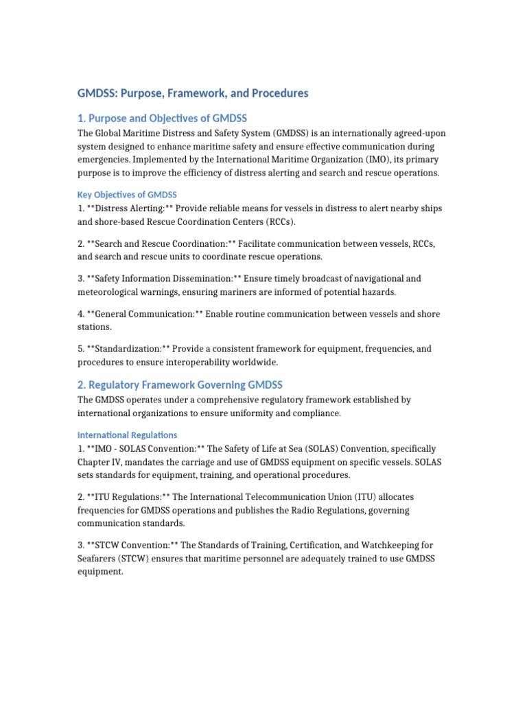 GMDSS Purpose and Procedures | PDF | Telecommunications | Rescue