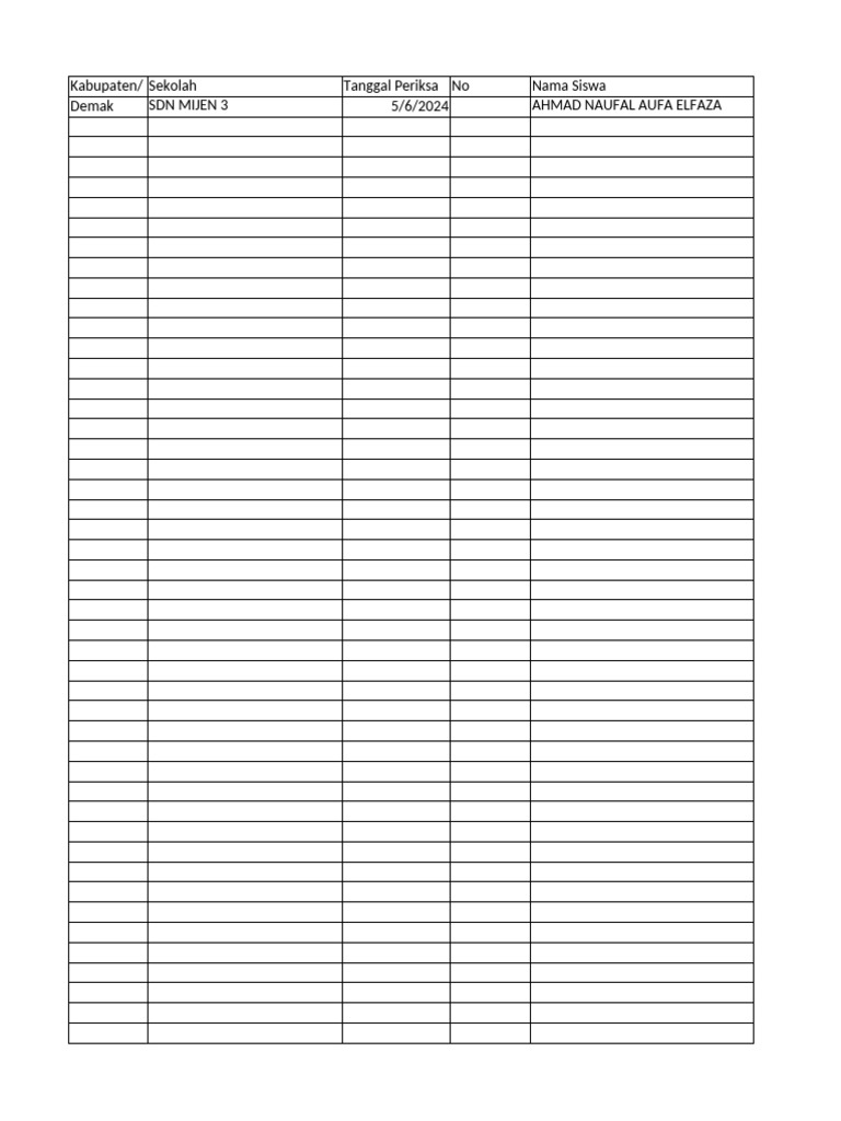 Database Siswa JAPFA For Kids - Palu | PDF